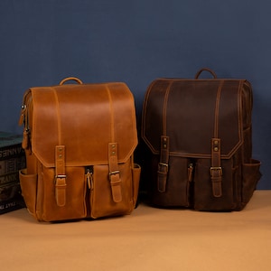 Leather School Backpack, College Gift, Office Travel Backpack ...