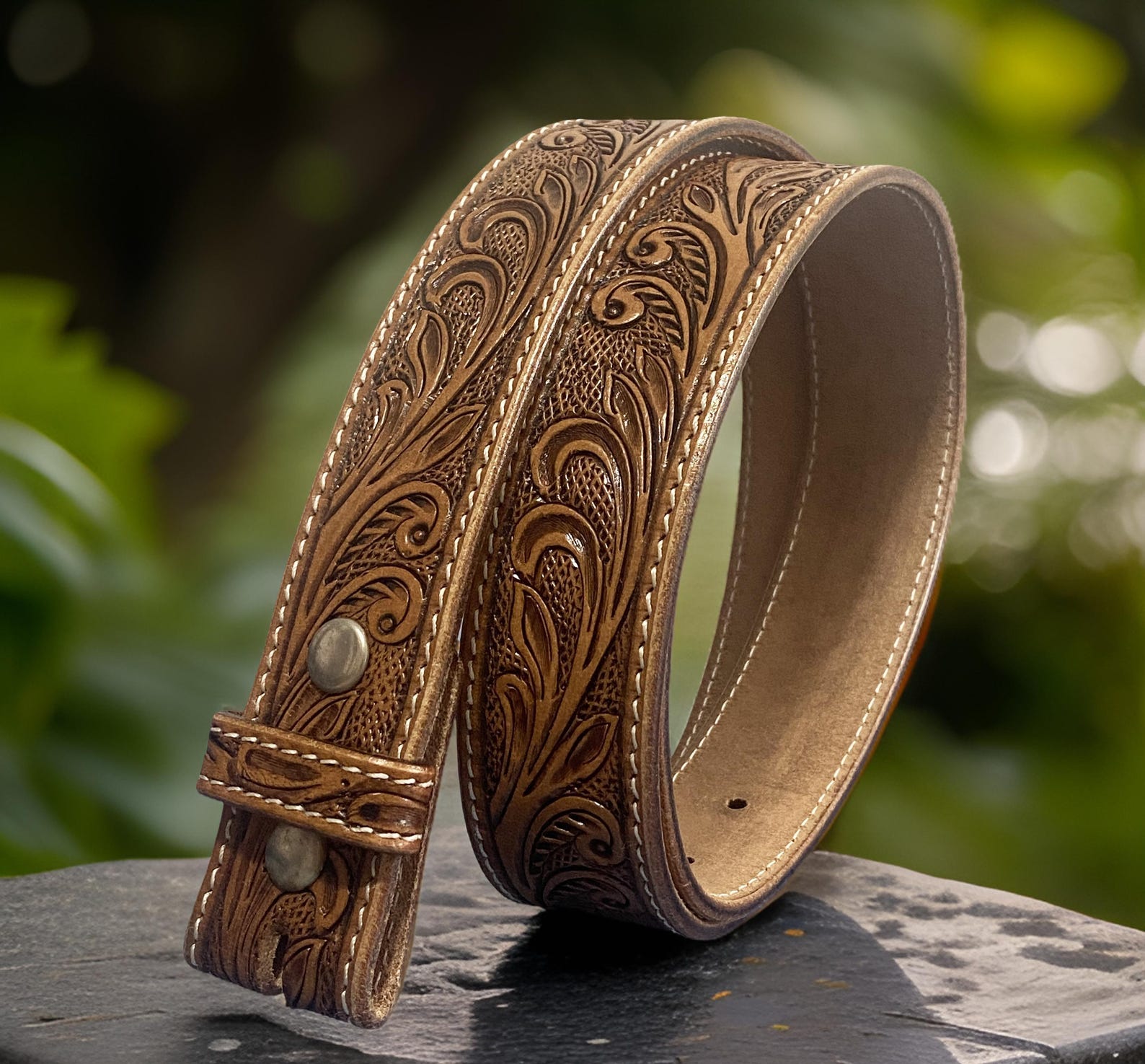 Handmade Men's Western Belt Genuine Full Grain Leather Heavy Duty ...