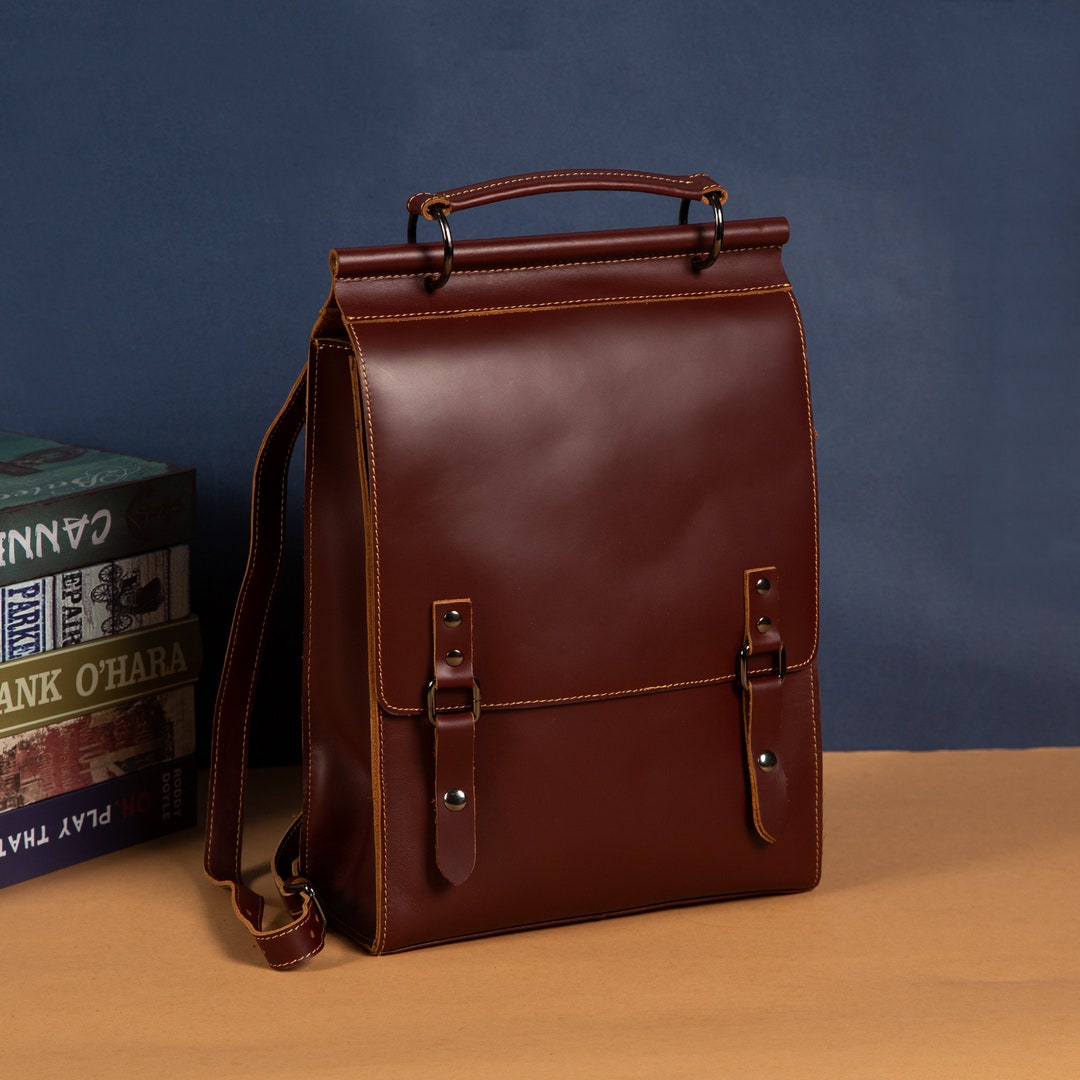 Personalized Genuine Leather Backpack Women, Mini Laptop Backpack for ...