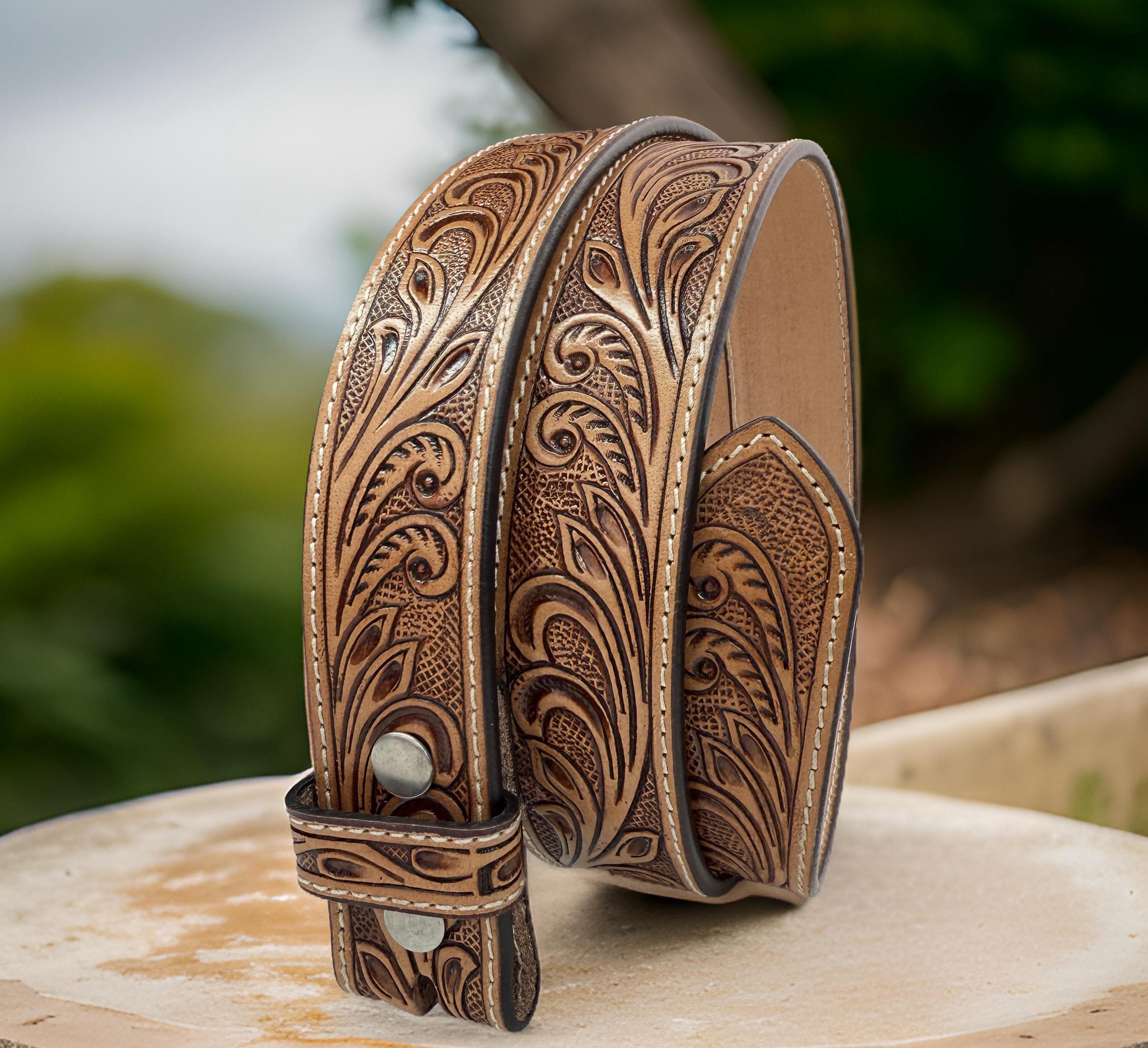Handmade Men's Belt Strap Genuine Full Grain Leather Heavy Duty Without ...