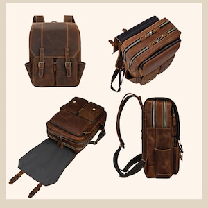 Leather School Backpack, College Gift, Office Travel Backpack ...