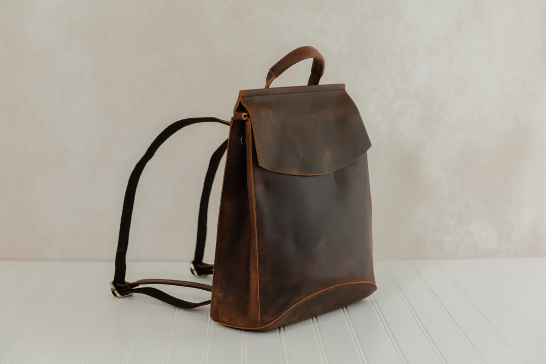 Personalized Genuine Leather Backpack Women, Mini Laptop Backpack for ...