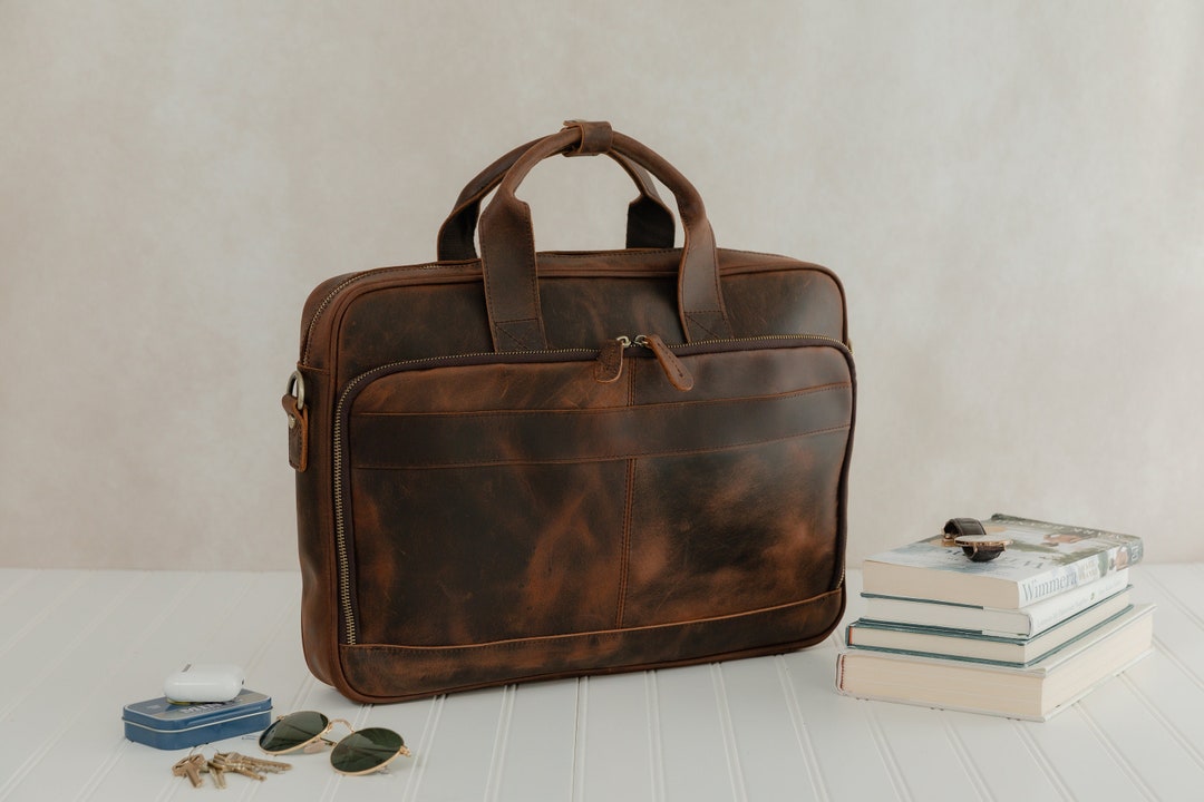 Custom Leather Laptop Briefcase for Men, Leather Bag for Men, Full ...