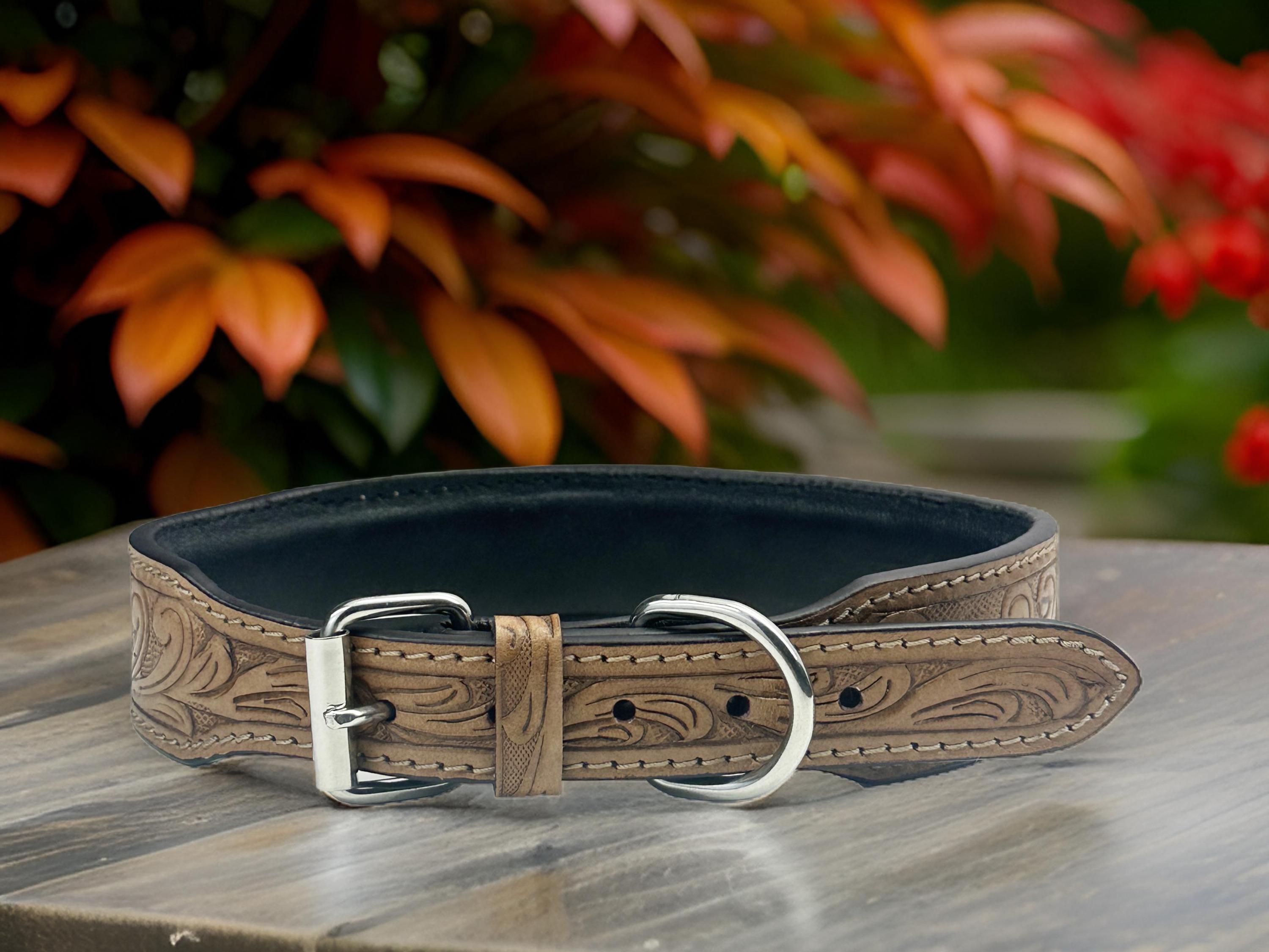 Leather Dog Cat Personalized Western Collar Beaded Hand Tooled Crafted ...