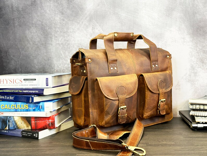 Personalized Vintage Large Leather Briefcase for Men Travel - Etsy