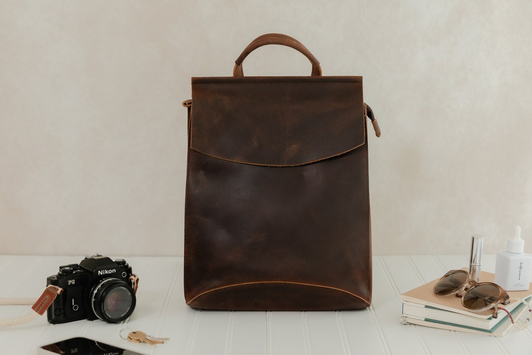 Personalized Genuine Leather Backpack Women, Mini Laptop Backpack for ...