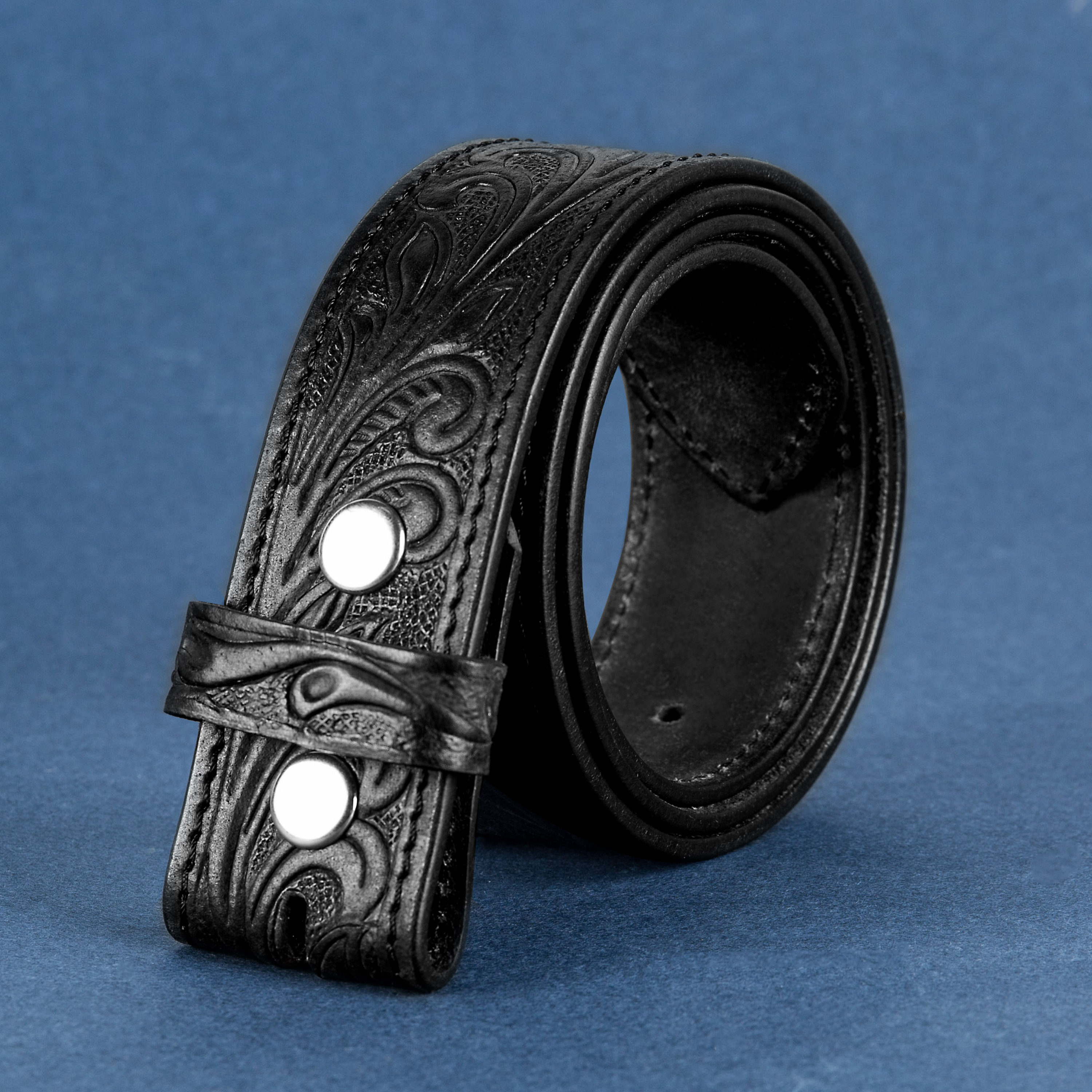 Handmade Leather Snap Belt Strap - 100% Full Grain Western Style Cow ...