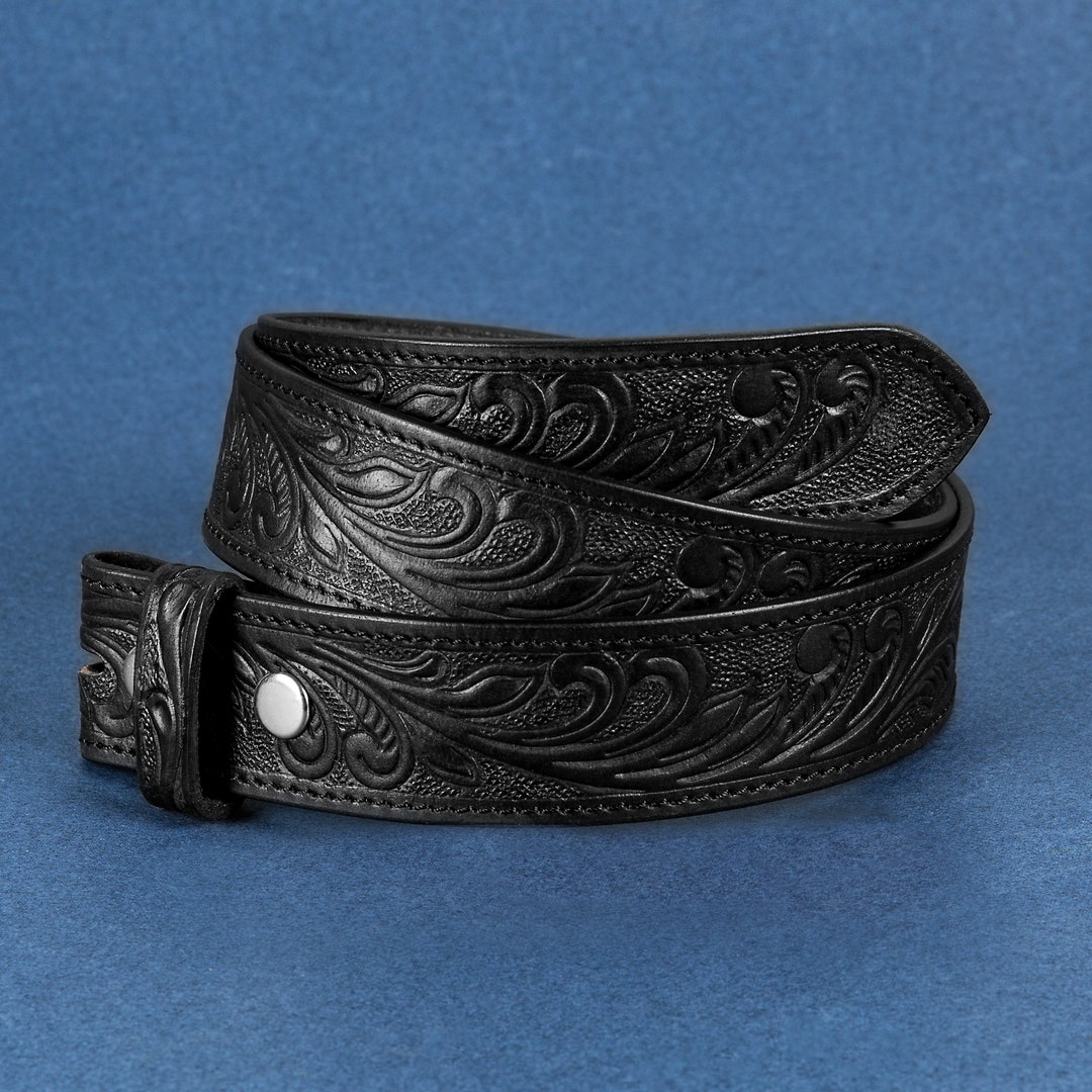 Handmade Leather Snap Belt Strap - 100% Full Grain Western Style Cow ...