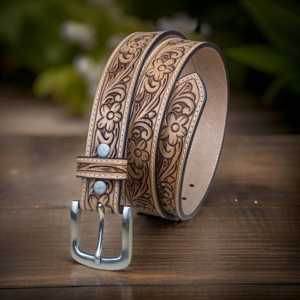 Genuine Leather Western Belt - Etsy