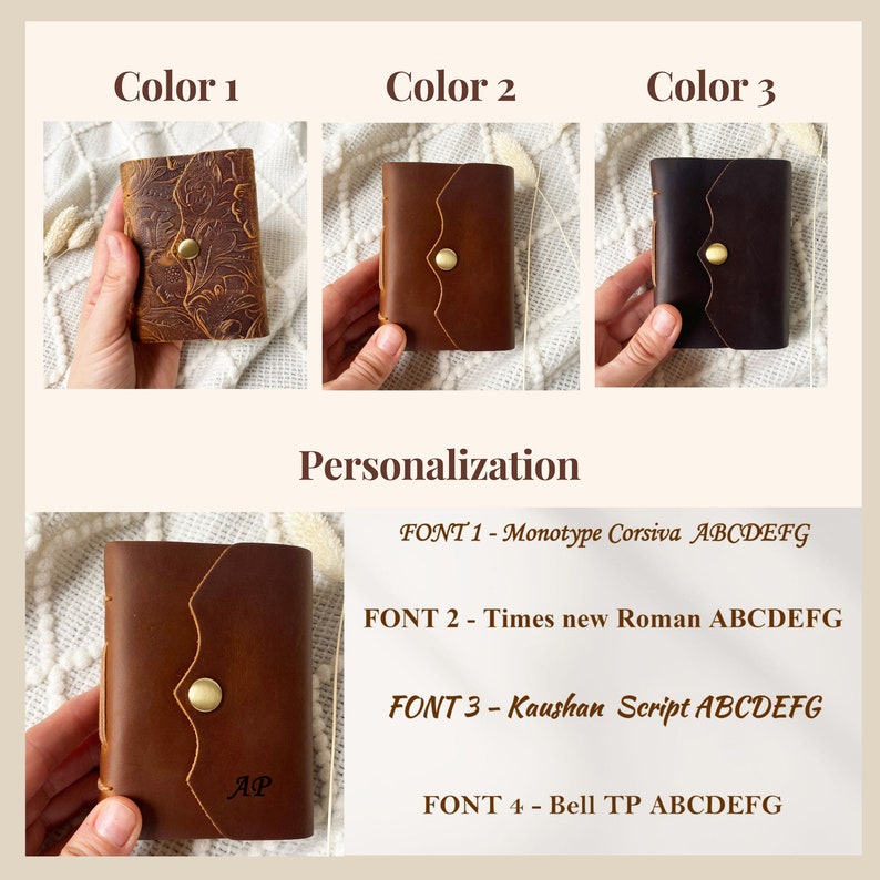 Personalized Mini Leather Notebook, Small Leather Notepad, Daily ...