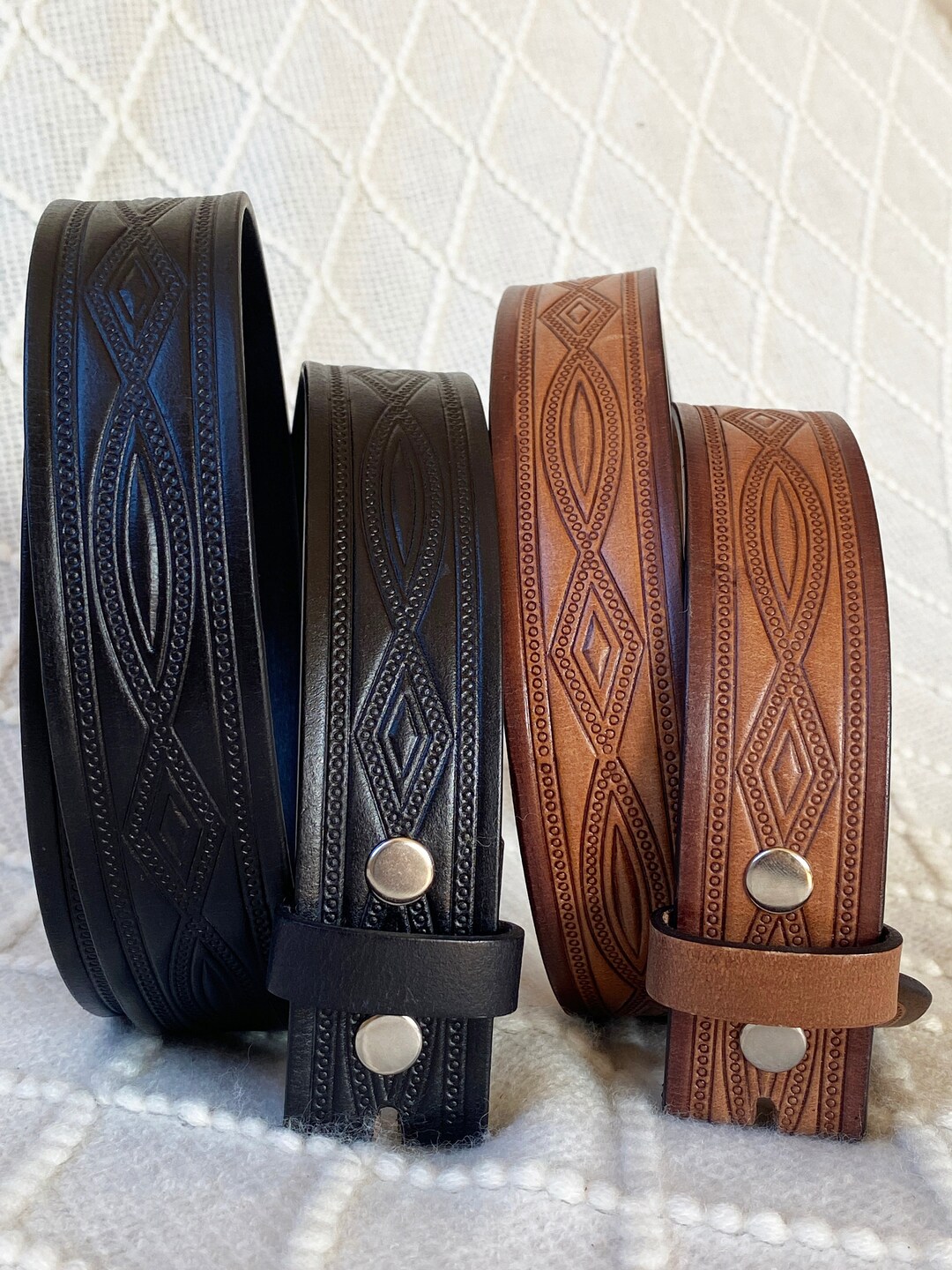 Genuine Leather Snap-on Belt, Engraved Leather Belt, 100% Full Grain ...