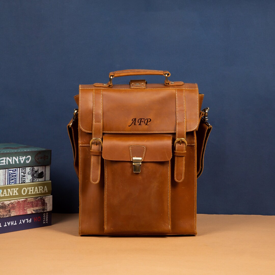 Unisex Genuine Leather Backpack Mini Laptop Backpack - Etsy