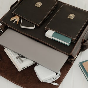 Custom Leather Laptop Briefcase for Men, Leather Bag for Men, Full ...