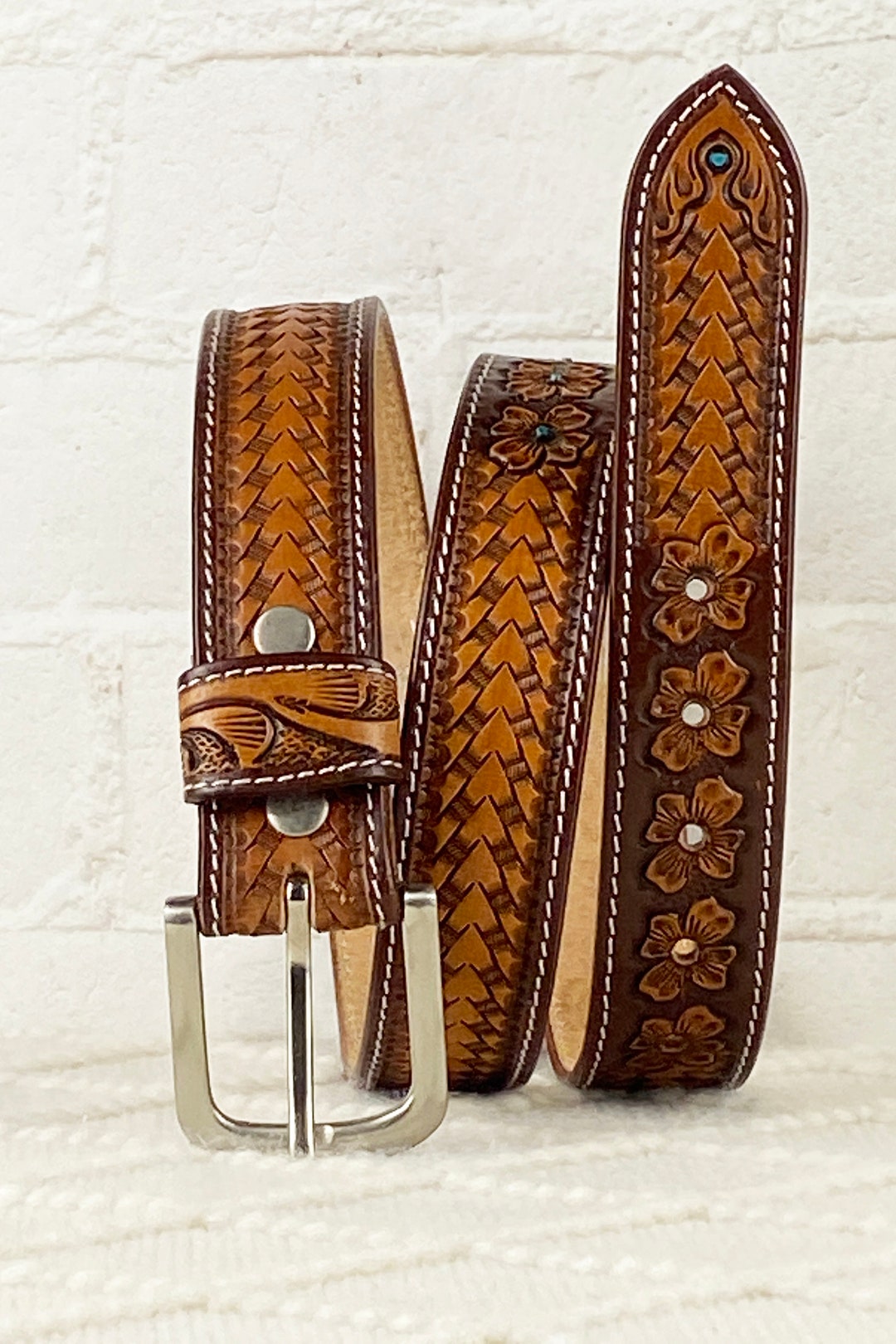 Custom Leather Belts, Handmade Leather Belts, Personalized Flowers ...