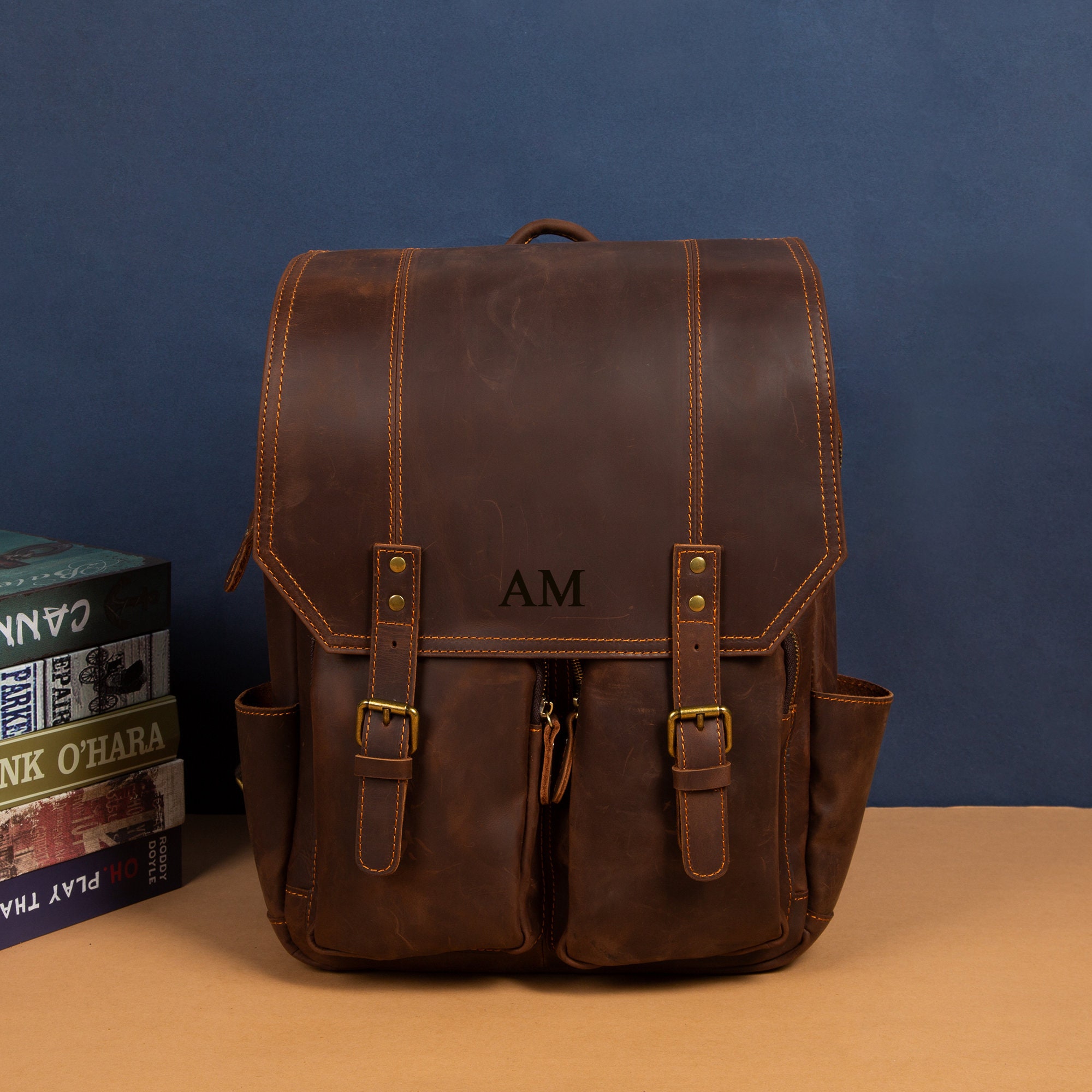 Leather School Backpack, College Gift, Office Travel Backpack ...