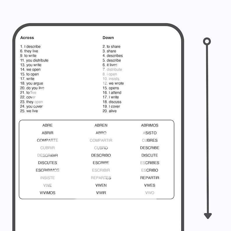 Present Tense Spanish Verbs Crossword Puzzle and Word Search: IR Verbs ...