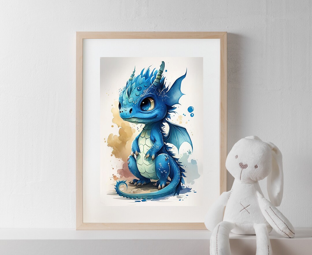 Blue Winged Dragon | Watercolor Painting | Kids Art | Fantasy Art ...