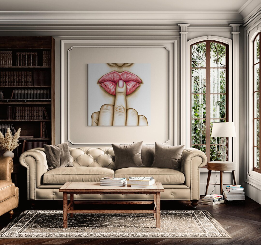 Middle Finger Lips Poster – Bold Statement Wall Art for Modern Decor - Etsy