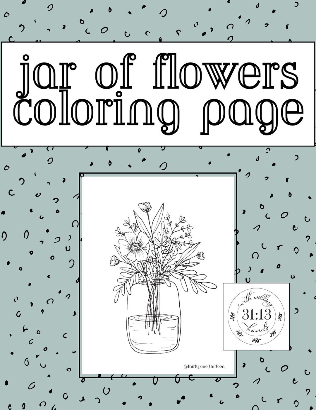 Jar of Flowers Coloring Page - Etsy