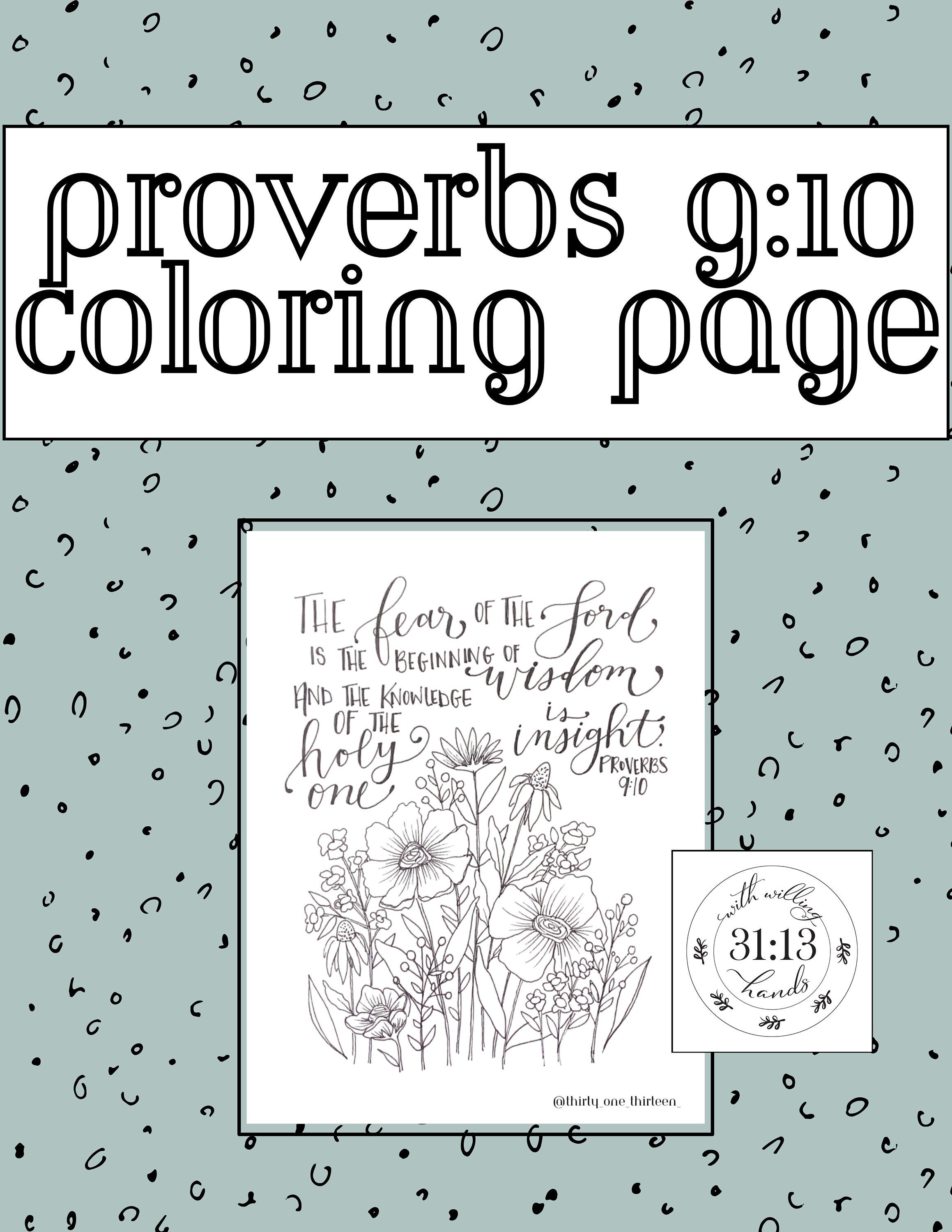 Proverbs 9:10 Coloring Page - Etsy