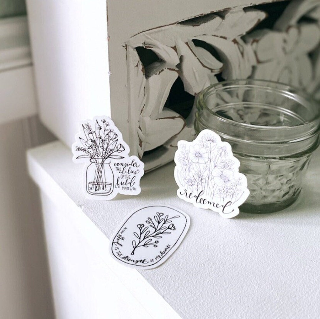 Black & White Verse Stickers Floral Verse Sticker Vinyl Verse Sticker ...