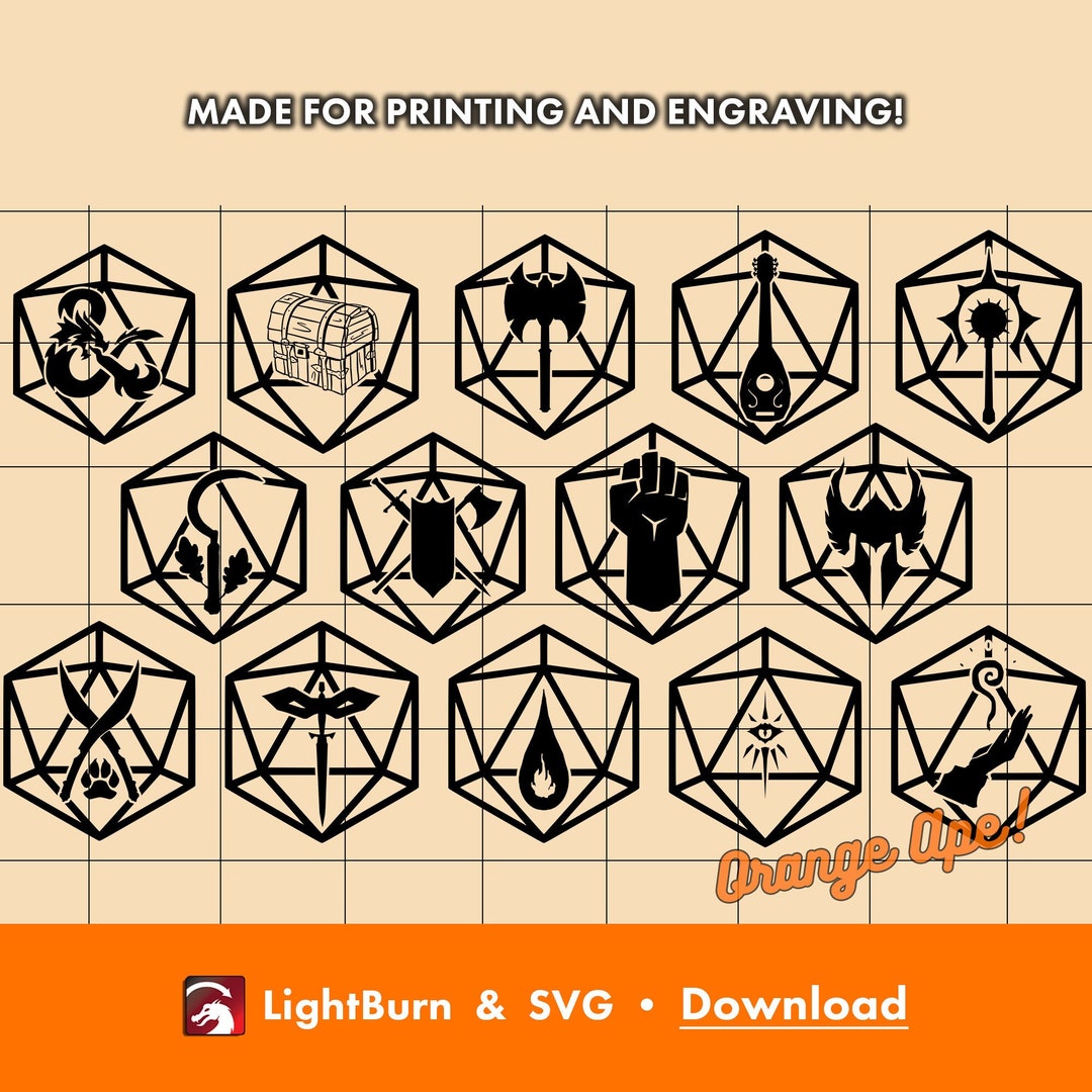 Class D20 Dungeons & Dragons - RPG Outline and Silhouette Files - SVG ...