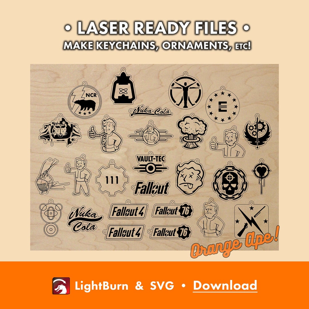Fallout Keychains Laser Engrave / Cut Files SVG, AI, Lightburn File ...