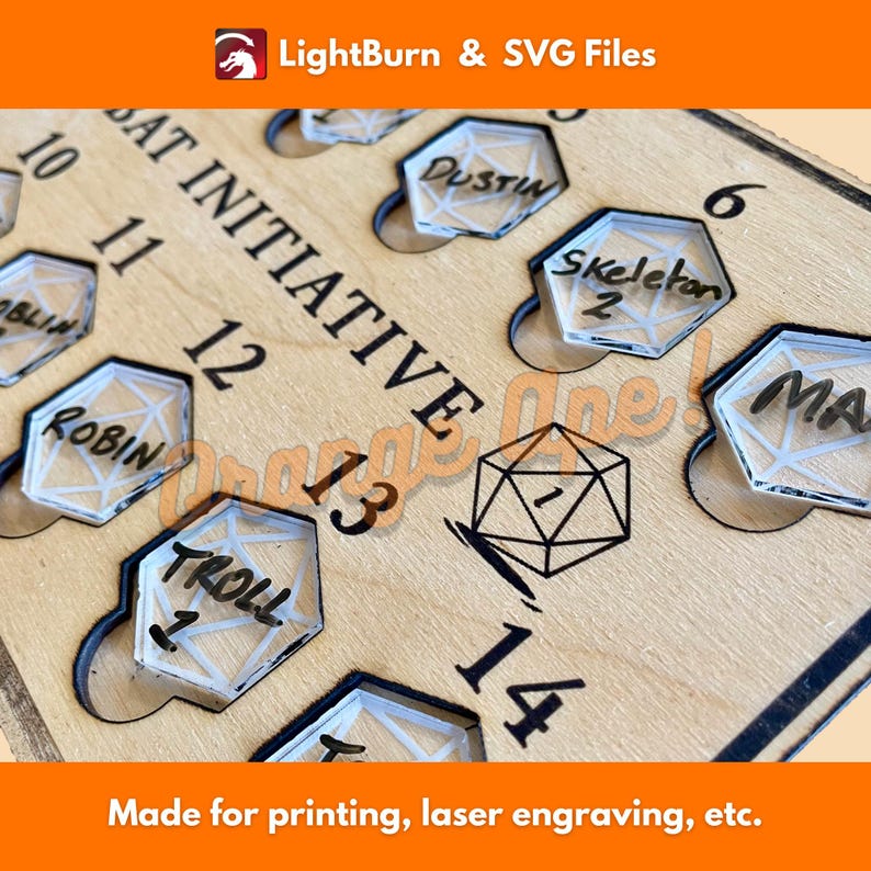 RPG Combat Initiative Tracker Laser Cut File: D&D, SVG, Lightburn ...