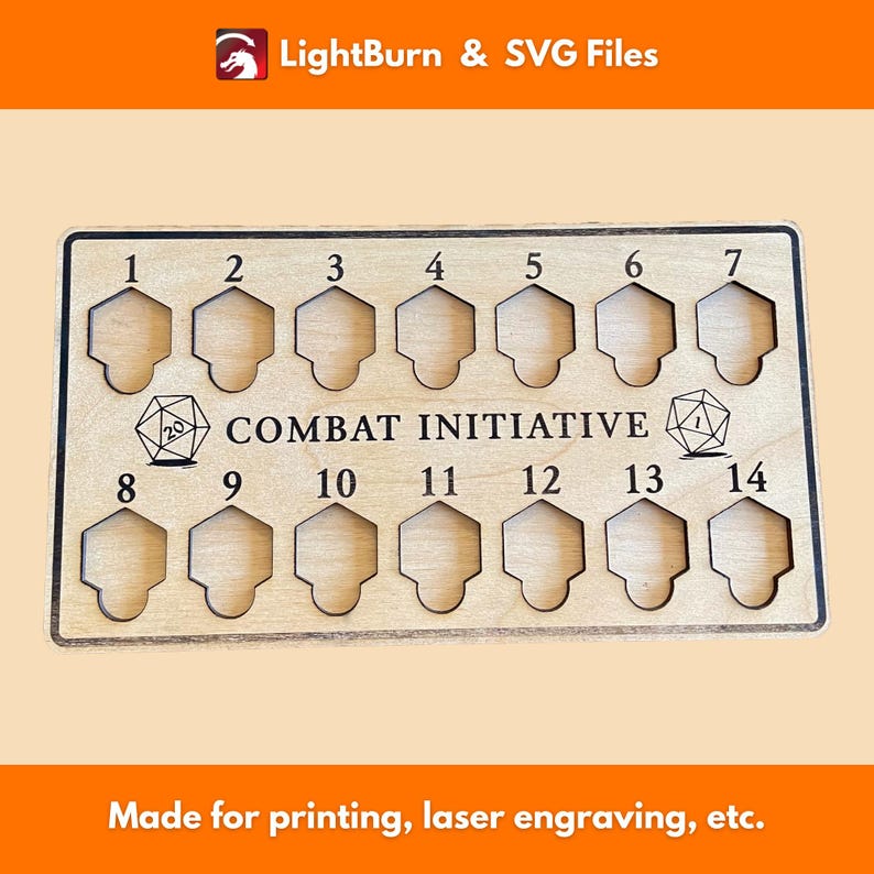 RPG Combat Initiative Tracker Laser Cut File: D&D, SVG, Lightburn ...