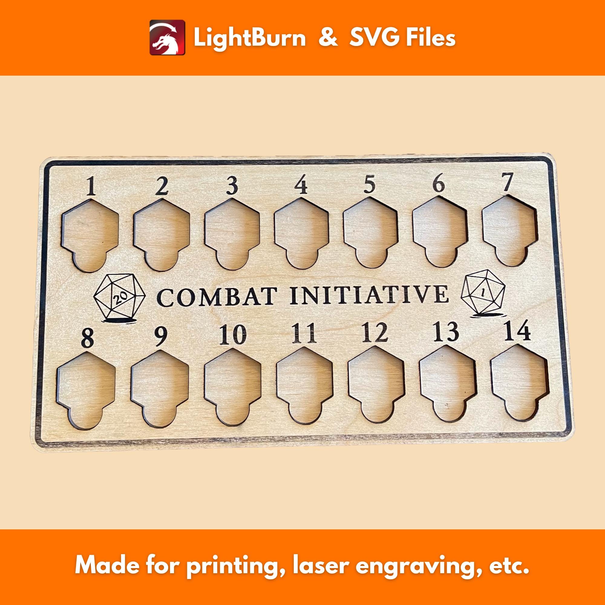 RPG Combat Initiative Tracker Laser Cut File: D&D, SVG, Lightburn ...