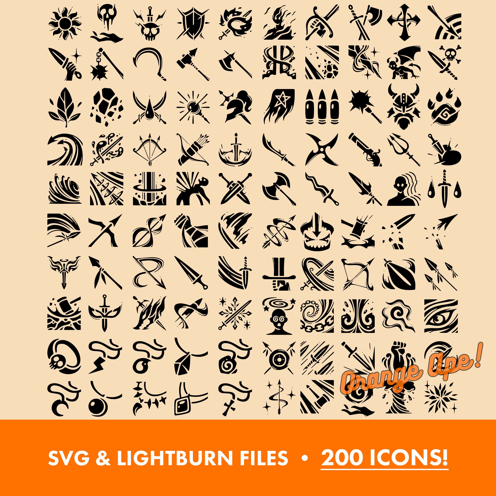 200 RPG Icons & Map Markers: Dnd Engrave/print Files (SVG, Lightburn ...