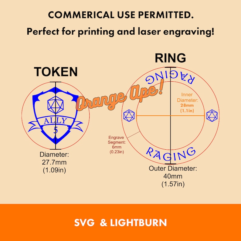 Dungeons & Dragons Ring and Tokens Set: RPG Vector Art (SVG, Lightburn ...