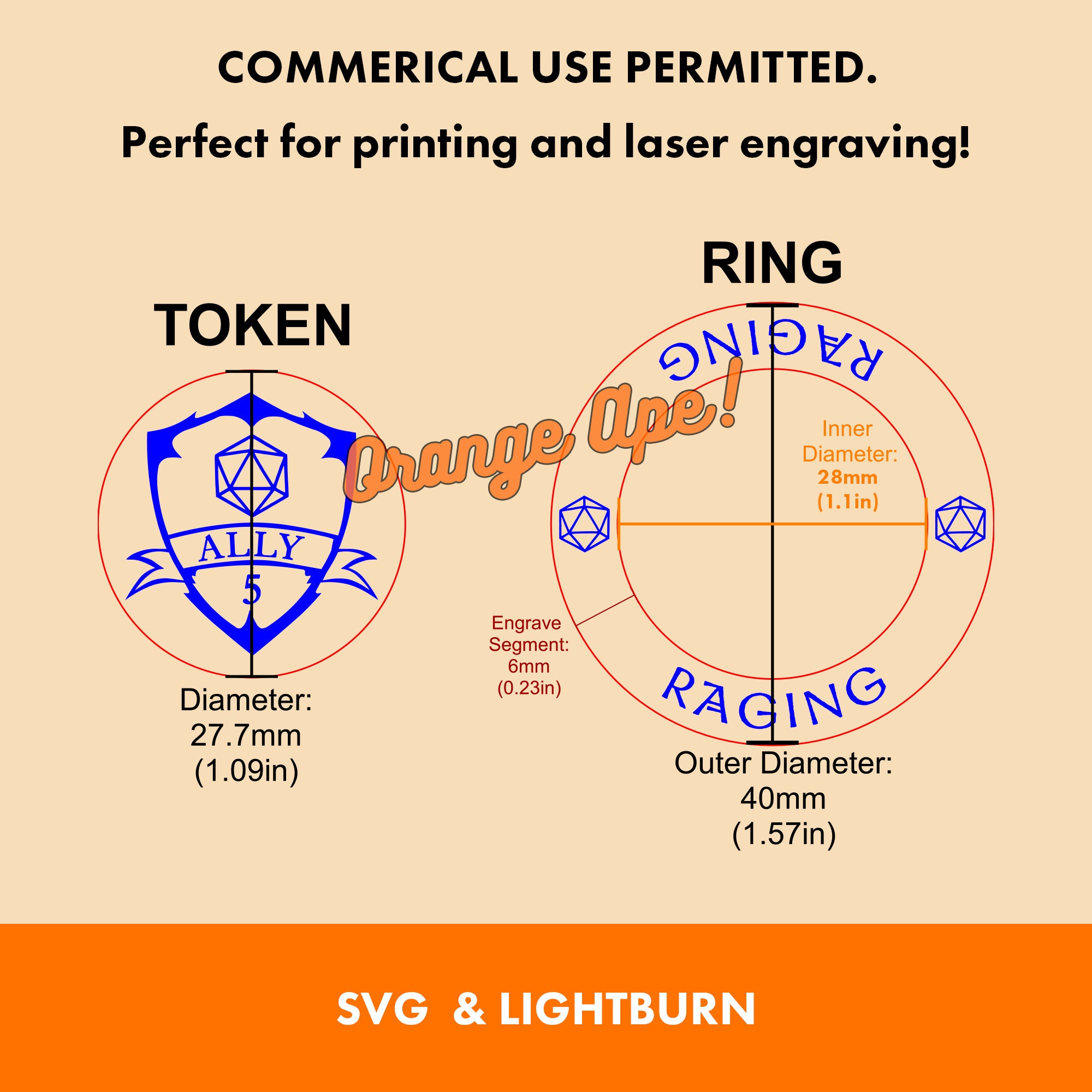 Dungeons & Dragons Ring and Tokens Set: RPG Vector Art (SVG, Lightburn ...