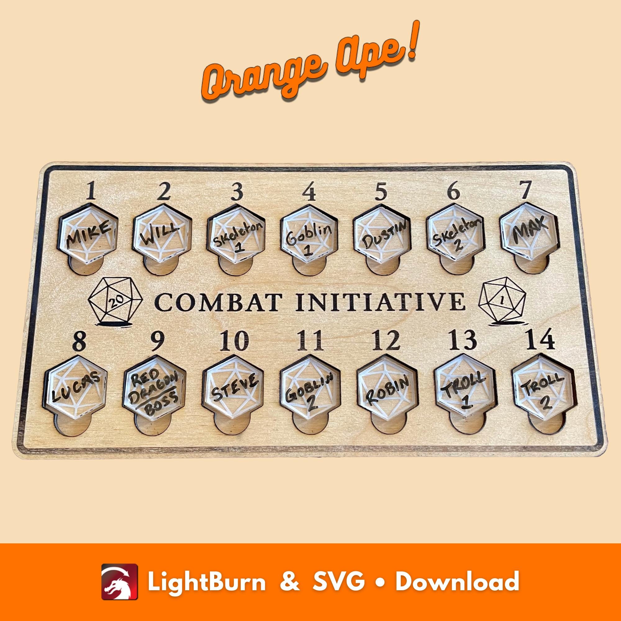 RPG Combat Initiative Tracker Laser Cut File: D&D, SVG, Lightburn ...