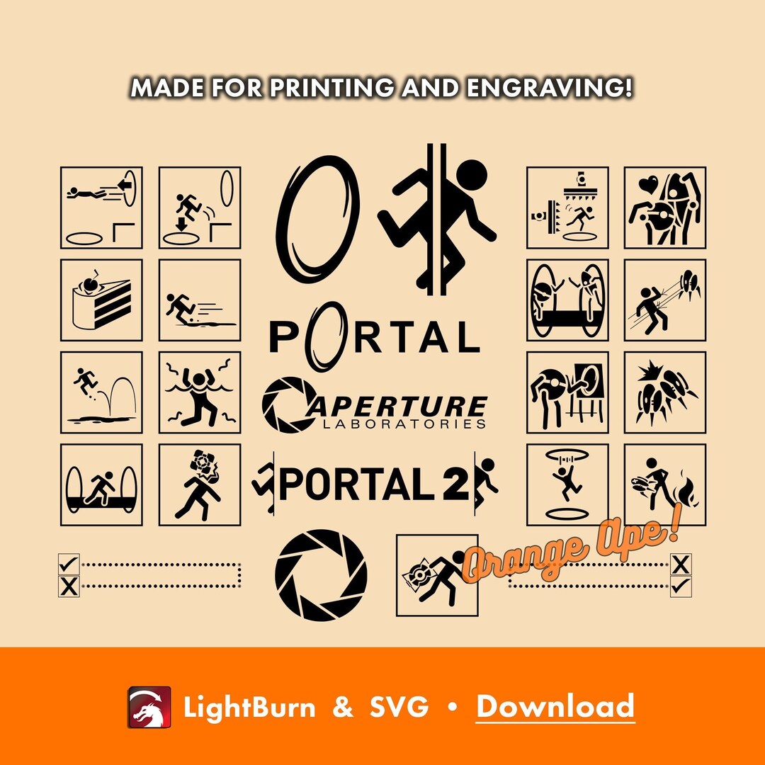 Portal Game SVG: Outline & Silhouette Vector Designs (digital Download ...