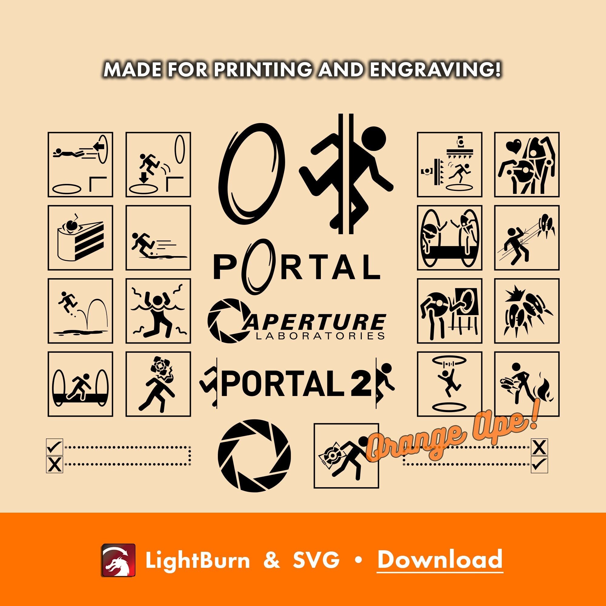 Portal Game SVG: Outline & Silhouette Vector Designs (digital Download ...