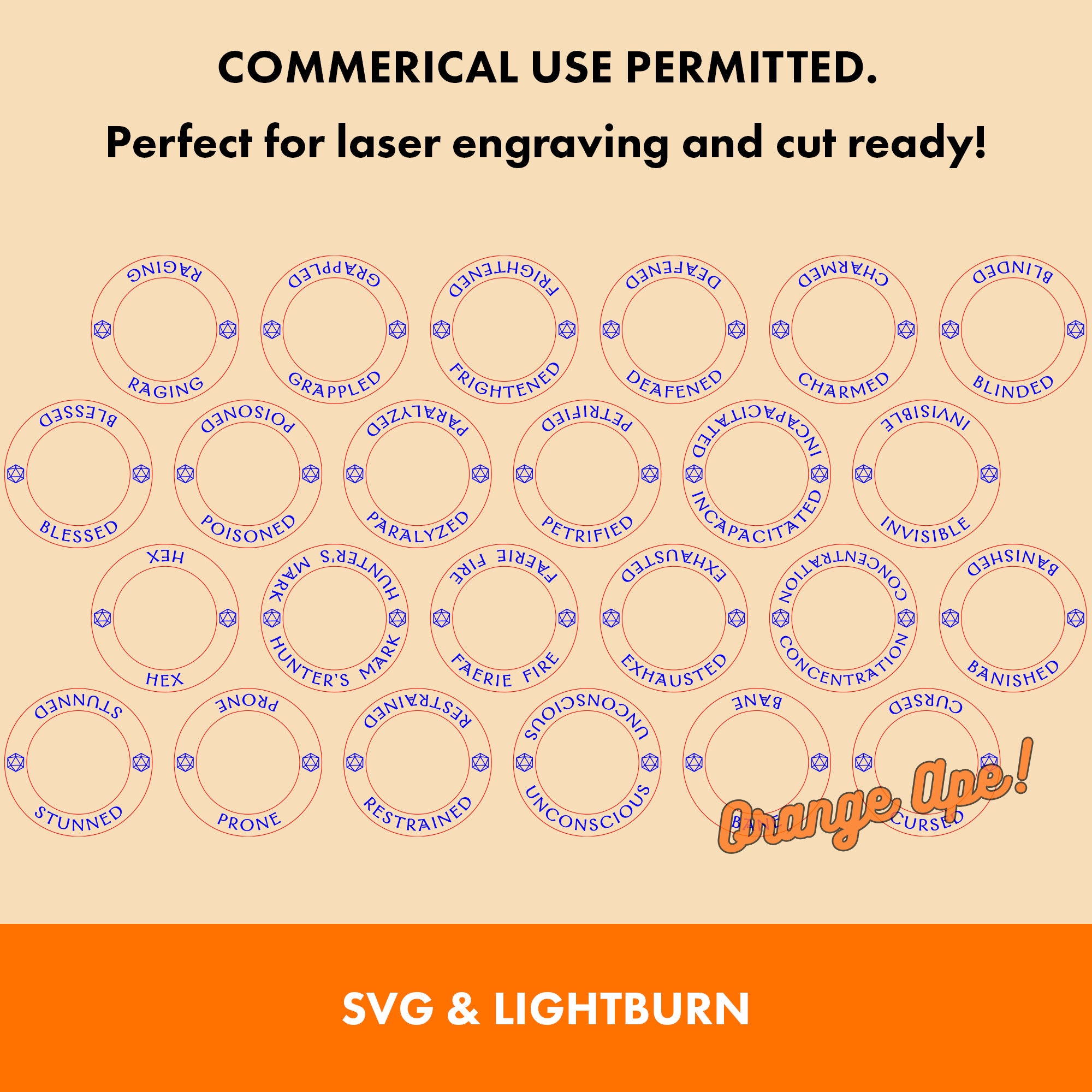 Dungeons & Dragons Ring and Tokens Set RPG Engrave / Cut Files SVG ...