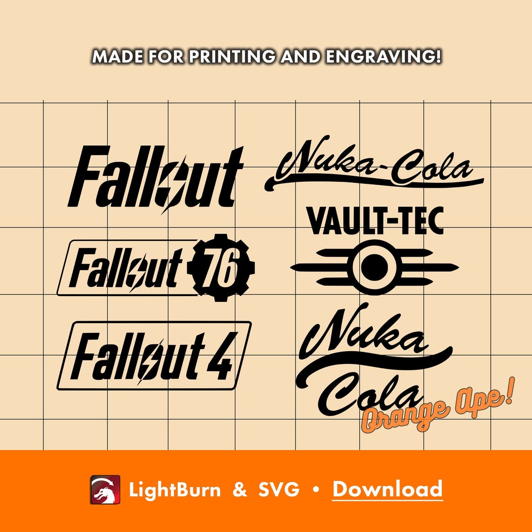 Fallout Designs Outline Silhouette Files SVG And Lightburn Vault tec