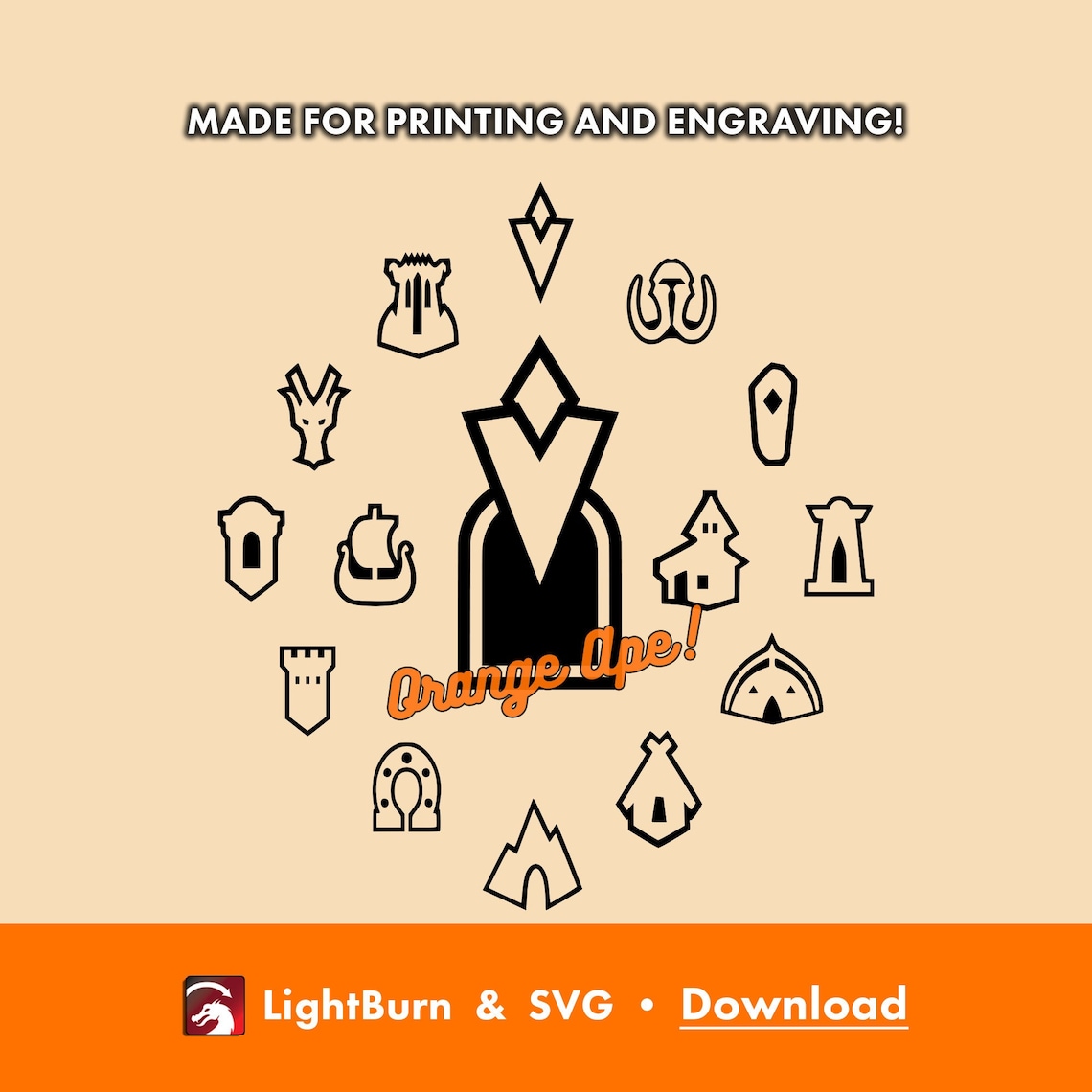 Skyrim Map Icon Logo Outline & Silhouette Files SVG and Lightburn ...