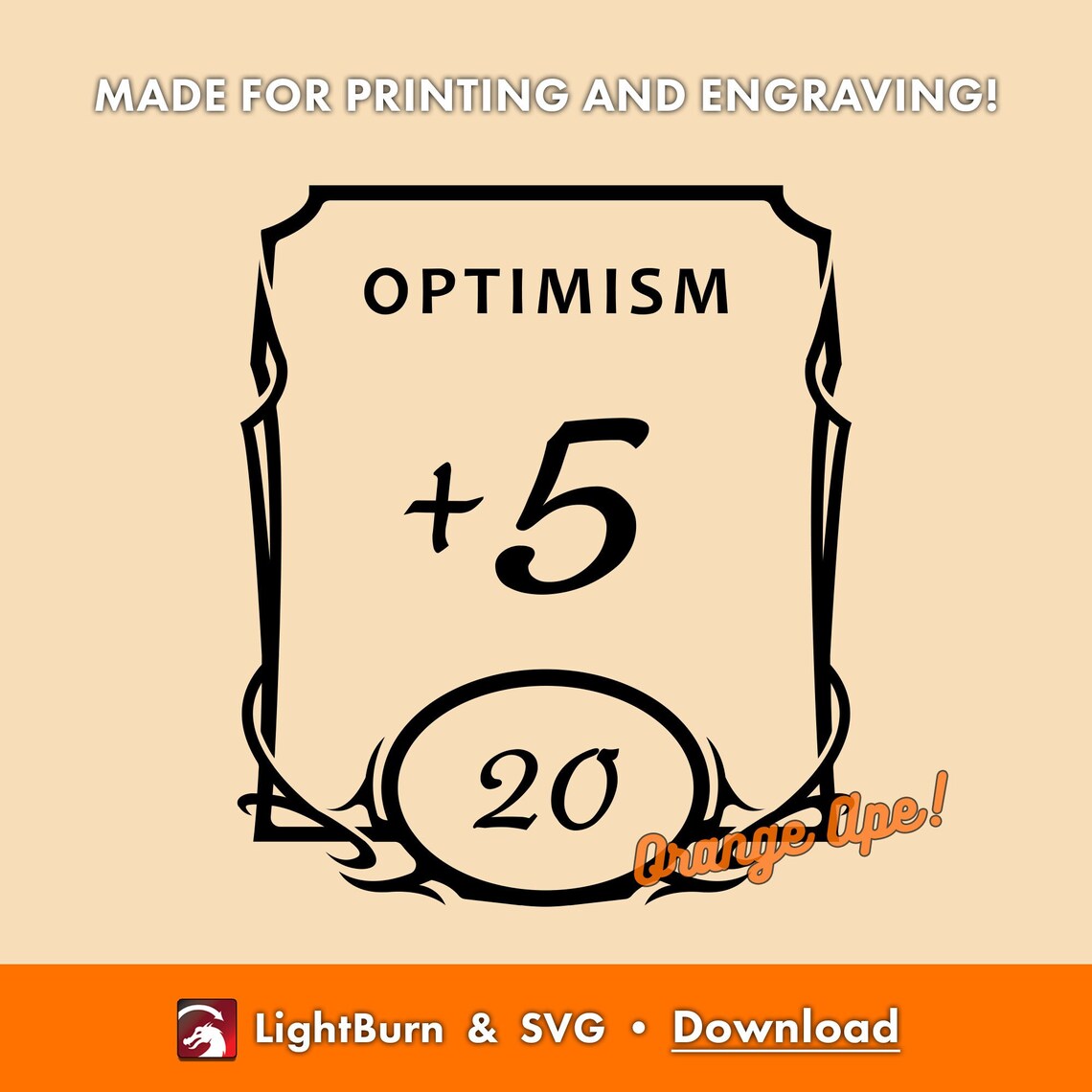 Optimism +5 SVG - D&D Vector Artwork - Dnd Character Trait - RPG ...