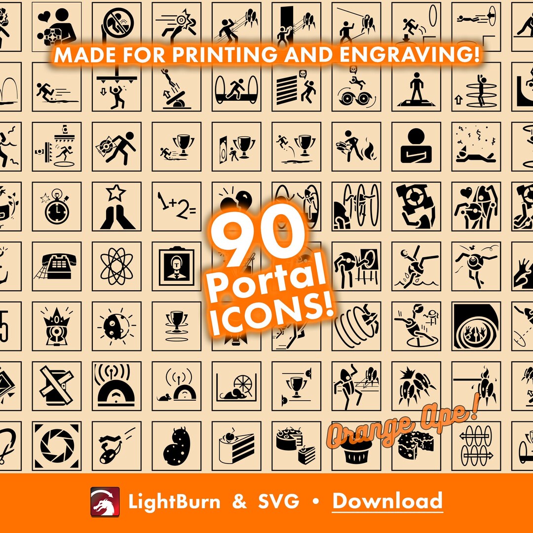 Portal Game Icons: Silhouette & Outline SVG, Lightburn (digital ...