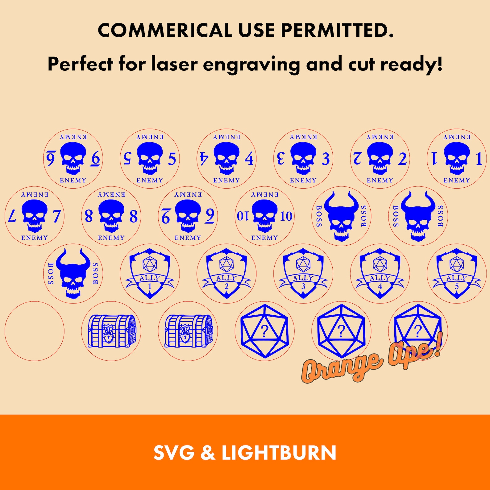 Dungeons & Dragons Ring and Tokens Set: RPG Vector Art (SVG, Lightburn ...