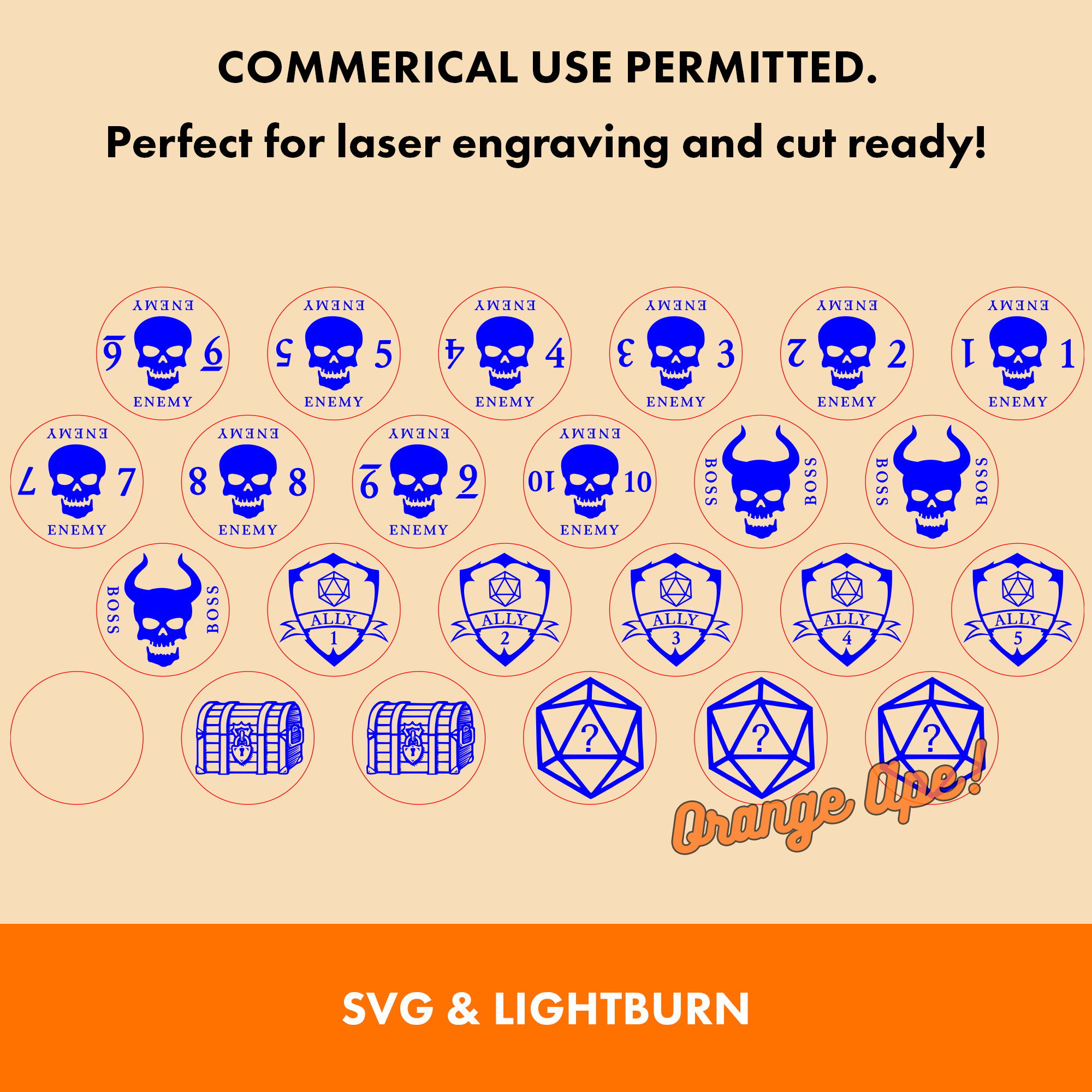 Dungeons & Dragons Ring and Tokens Set: RPG Vector Art (SVG, Lightburn ...