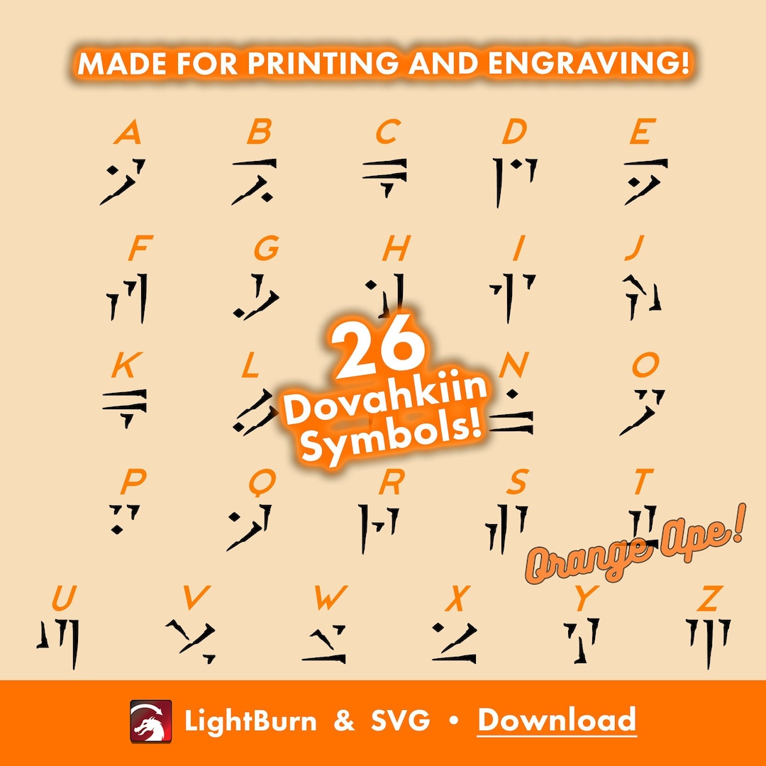 Skyrim Dovahkiin Text Symbols - RPG Outline and Silhouette Files - SVG ...