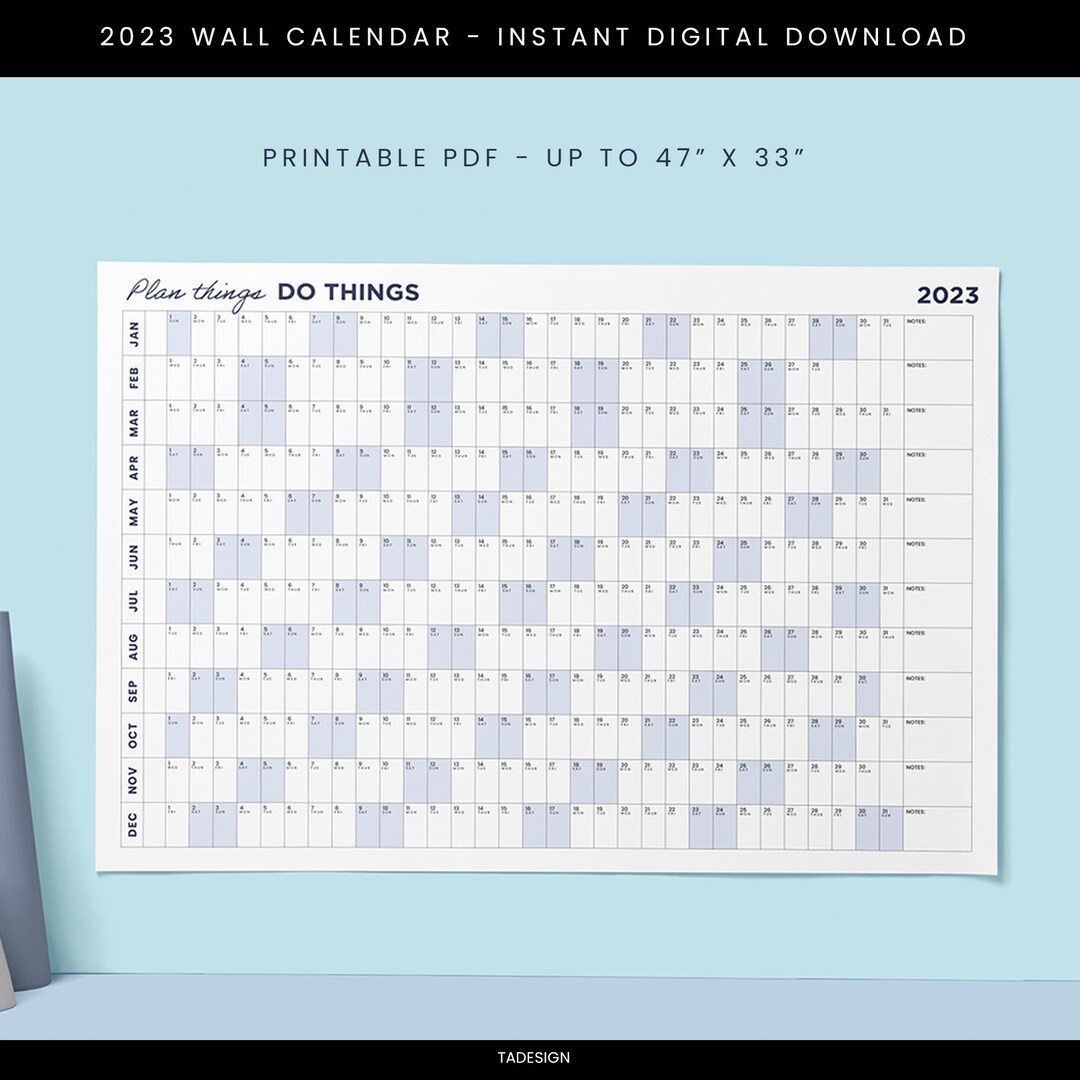 PRINTABLE 2023 Wall Calendar | Digital PDF Instant Download | 2023 Wall ...