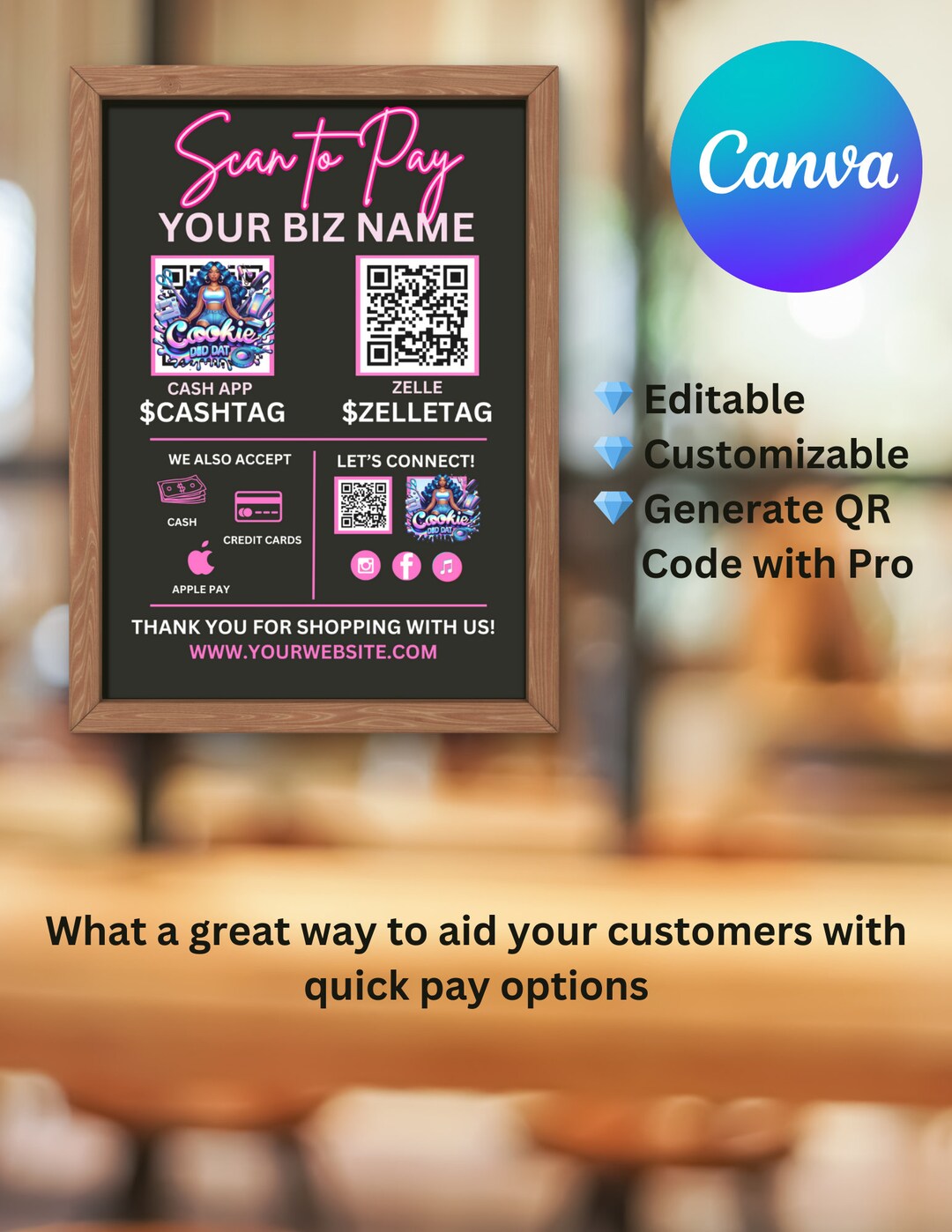 Scan to Pay Signage Template - Etsy