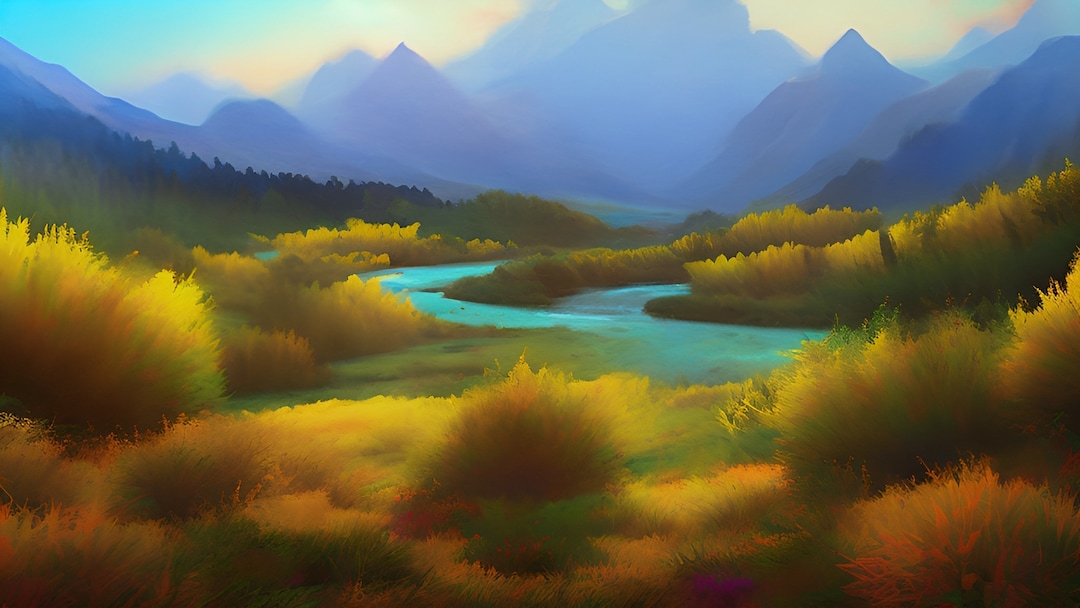 Landscape, Digital Art Print, AI Generated, Wall Art, AI Art, Digital ...