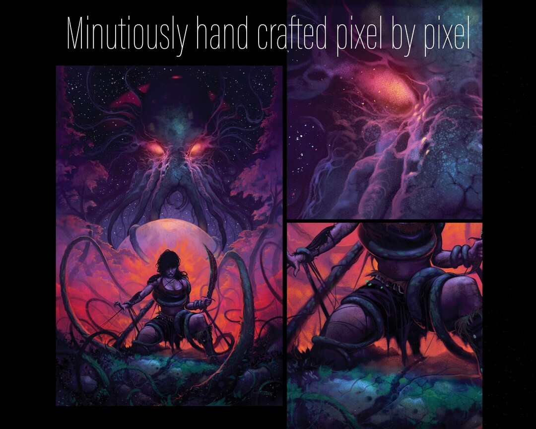 Cthulhu Art Download, Pulp Horror Wall Art, Cosmic Horror Illustration ...