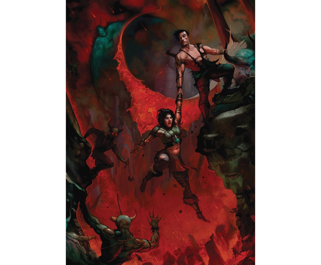 Warrior Doomsday Fantasy Illustration Download Burning World - Etsy