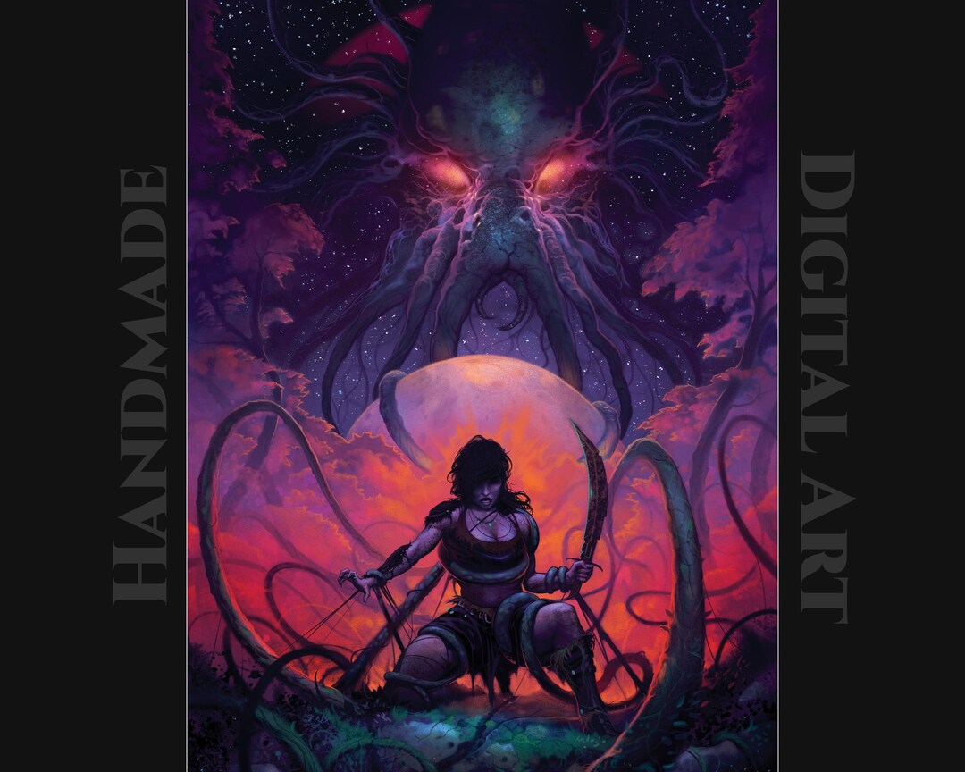 Cthulhu Art PRINT, Lovecraft Horror Wall Art, Cosmic Horror ...